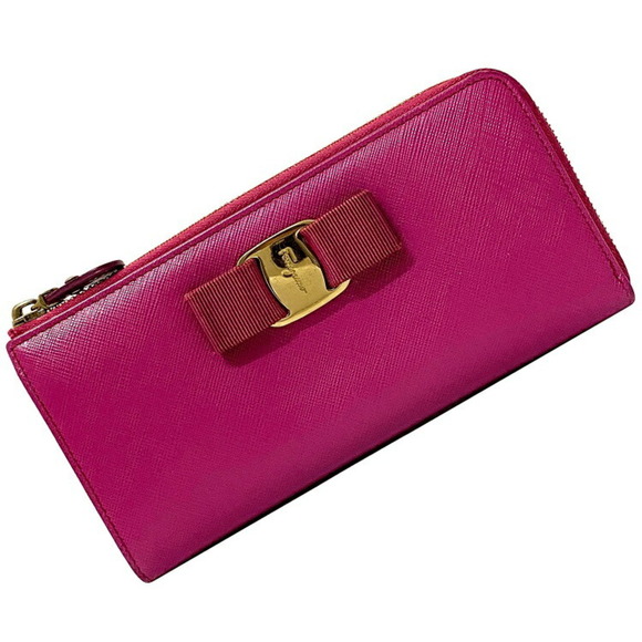 Salvatore Ferragamo | Bags | Salvatore Ferragamo Long Wallet Pink Gold ...